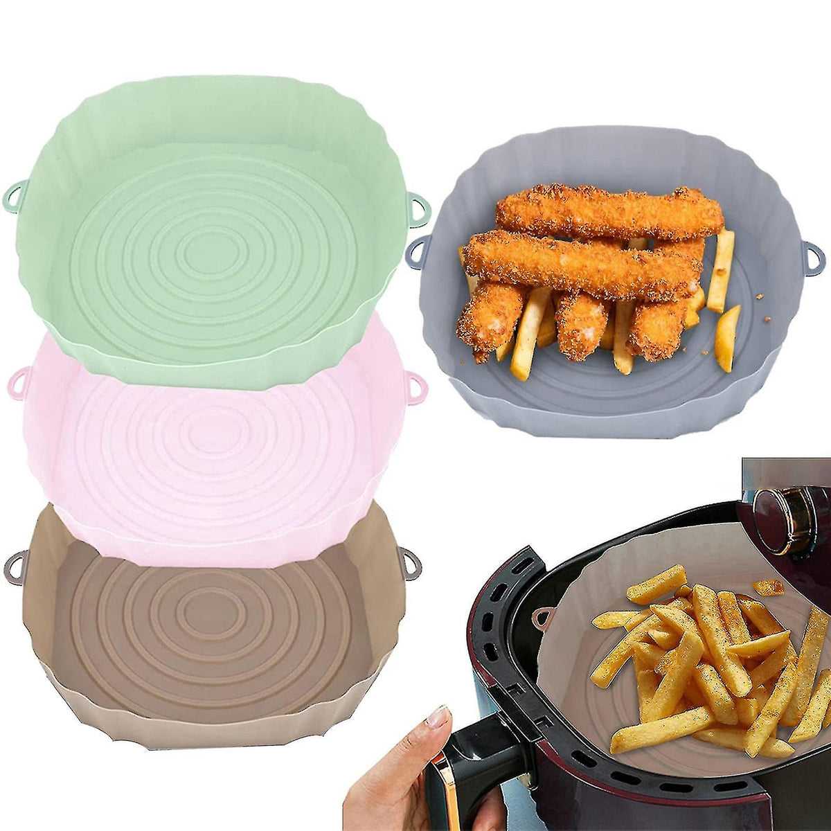 Set 4 Tavi Silicon pentru Air Fryer – Ideal-Mag